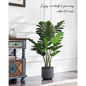 FLOWORLD Artificial Monstera Plant 4FT Tall Fake Swiss Cheese Potted Faux Tropical Floor Plants Indoor Decorative House Palm Trees for Home Office Living Room Decor