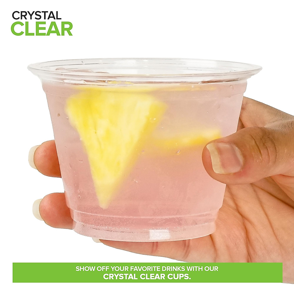 Stock Your Home 9 oz Clear Commercially Compostable Cold Cups Plant Based Eco Party Cup, Environmentally Friendly Recyclable Disposable Sustainable for Water, Wine & Beer Sample (50 Pack)