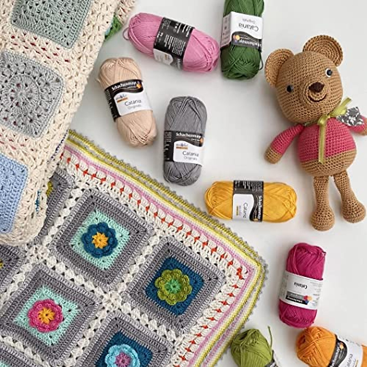 [ Set of 2 Skeins ] SMC Catania Originals 100% Mercerized Cotton Yarn, Total 3.52 Oz. Each 1.76 Oz (50g) / 136 Yrds (125 m) Amigurumi Yarn Fine-Sport 2 (106 White)