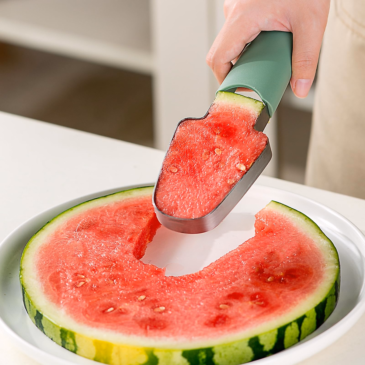 Choxila 3-in-1 Watermelon Fork Slicer Cutter, Stainless Steel Watermelon Popsicle Cutter, Watermelon Cutter Slicer Tool, Fruit Cutter for Home, Picnic, and Camping