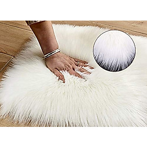 Soft Faux Sheepskin Fur Rug, Oval Small Sized Floor Area Shag Sofa Cover,Bedside Kitchen Living Room Nursery Mat Gold 23"x35"