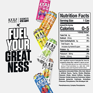 RYSE Up Supplements RYSE Fuel Sugar Free Energy Drink | Vegan Friendly, Gluten Free | 0-5 Calories | 200mg Natural Caffeine | 12 Pack (Variety Pack)