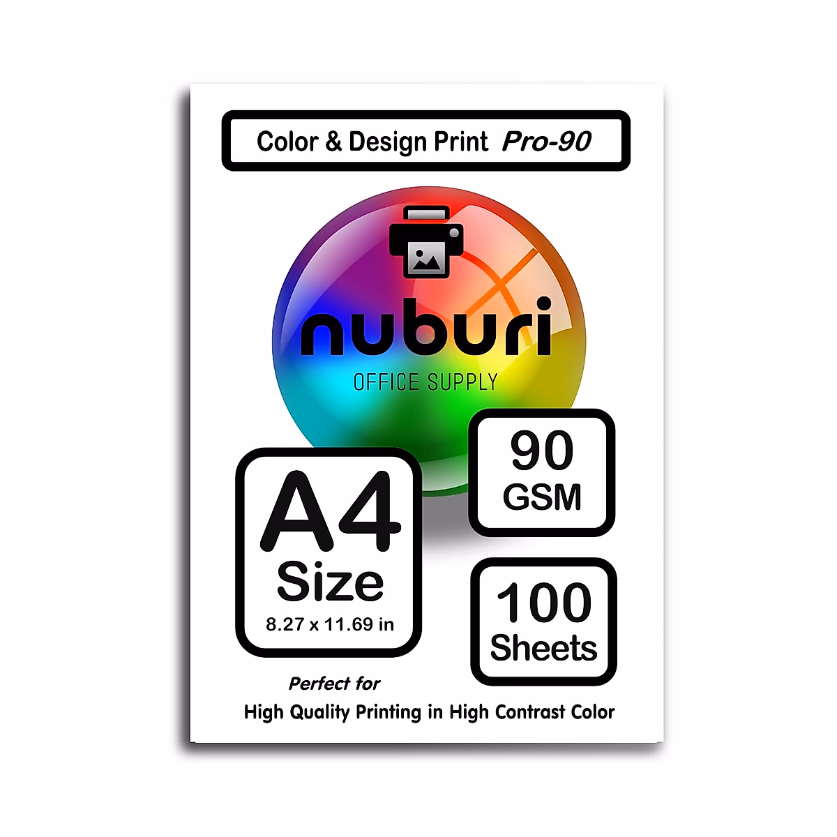 A4 Size Printer Paper - Bright White Opaque - Pro Quality - 90 gsm / 24 lb (100 Sheets)