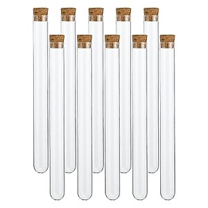 PATIKIL 25ml Test Tubes, 30pcs 5.91x0.59in Glass Clear Round Bottom Test Tube Containers with Cork Stopper for Bead Party Candy Bath Salt Storage Scientific Experiment Plant Propagation
