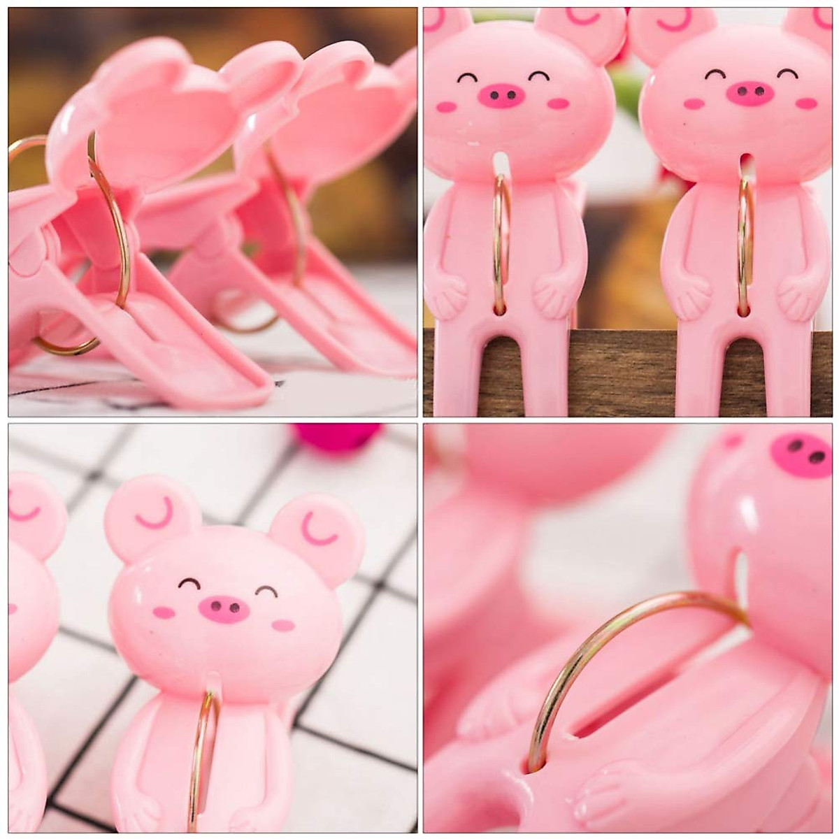 Cabilock 4pcs Beach Towel Clips Cartoon Pig Chair Clips Towel Holder Jumbo Plastic Quilt Clothes Pegs Hanging Clamps for Quilt Socks Stockings Scarf Clothes (Orange)