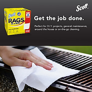 Scott Rags In A Box (75260), White, 200 Shop Towels / Box, 8 Boxes / Case