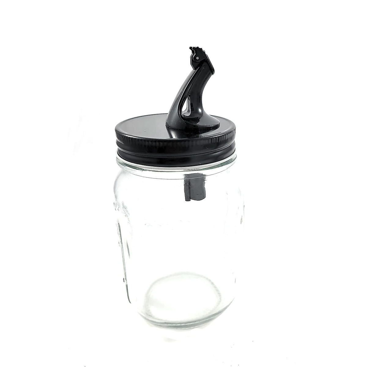 AmeriPour Black - Mason Jar Pour Spouts With Flap For Moonshine And Whiskey - Made 100% In The USA. Free Flow Mason Jar Spouts That Don't Leak. A Perfect Pour Everytime. 2 Pack (Regular Mouth - Flap)