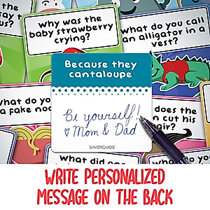 150 Joke Cards for Kids - Lunchbox Notes - Inspirational Motivational Cards for Children - Jokes and Puns for Boys and Girls - Great for Parties, Schools, Bake Sales, Picnics