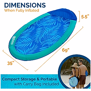 SwimWays Spring Float Original Pool Lounge Chair with Hyper-Flate Valve, Teal Palm