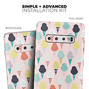 DesignSkinz The All Over Pink Ice Cream Cone Pattern Protective Vinyl Decal Wrap Skin Cover Compatible with The Samsung Galaxy S20 (Screen Trim & Back Glass Skin)