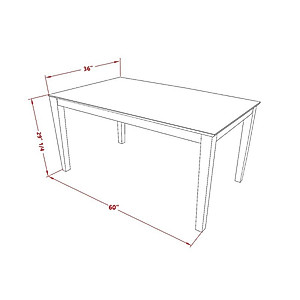 East West Furniture CAT-CAP-S Capri Modern Kitchen Table - a Rectangle Dining Table Top with Sturdy Legs, 36x60 Inch, Cappuccino
