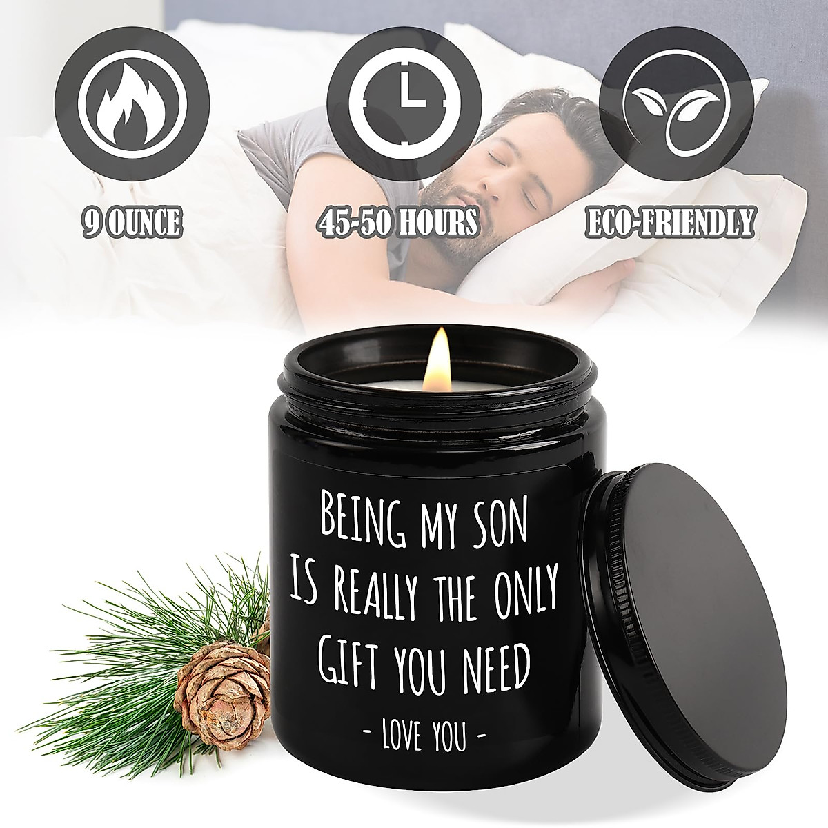 Son Gifts from Mom Dad, Birthday Gifts for Sons Adult, Funny Father's Day Christmas Valentine's Day Graduation Wedding Gifts for Grown Son Bonus Son Stepson, Son Candle Gift Ideas-Sandalwood Scented