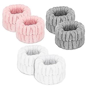 Women's Wrist Towels for Washing Face, Microfiber Wrist Spa Wash Towel Band, Face Washing Wristbands, Absorbent Wristbands Wrist Sweatband for Girls Prevent Water from Spilling Down Your Arms 6PCS