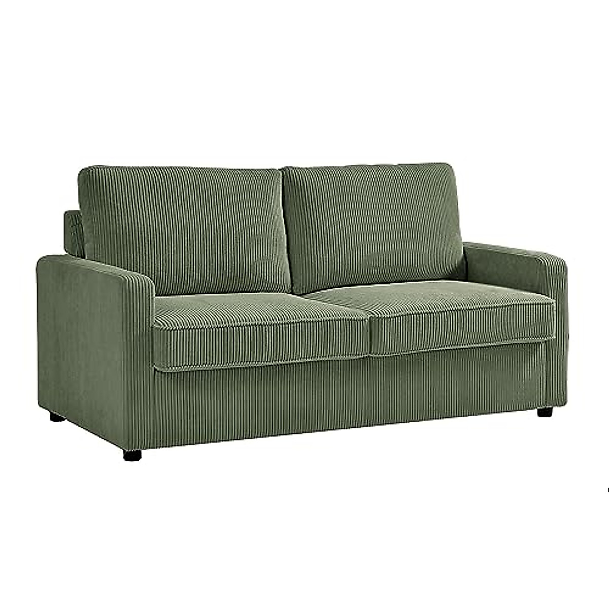 Container Furniture Direct Reversible Sleeper Sofa with Memory Foam Mattress, Comfortable and Durable Queen Size Bed Couch for Living Rooms, Upholstered with Corduroy Fabric, 70" Wide, Dark Green