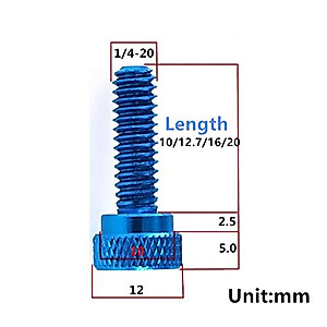 Thumb Screw 5Pcs 1/4-20 Colorful Knurled Hand Screws Telescope Camera Quick Release Holding Step Screw Aluminum Alloy Knurled Head Threaded (Color : Orange, Length : 10mm)