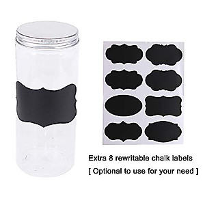 zmybcpack 8 Pack 20 oz (600 ml) Clear Straight Cylinders Plastic Storage Jars- Wide Opening Tubs with Aluminum Lids - BPA Free PET Container Home & Kitchen Storage of Dry Goods, Peanut, Candy