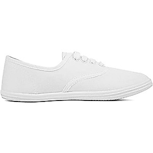 VenusCelia Women's Rainbow Lace Up Sneaker Shoes (8 M US,White)