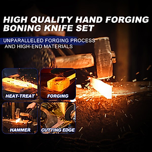 JDRICHX Butcher Knife Set,4 PCS Ultra Sharp Hand Forged Serbian Chef Knife Meat Cleaver Boning Viking Knife Set-Full Tang Knife set,High Carbon & Ergonomic Handle,for Home Cooking,Outdoor BBQ&Camping