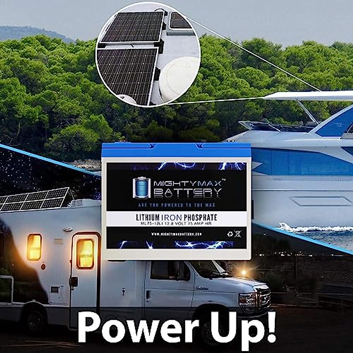 Mighty Max Battery Mighty Max Battery ML75-12LI - 12 Volt 75 AH Deep Cycle Lithium Iron Phosphate (LiFePO4) Rechargeable and Maintenance Free Battery