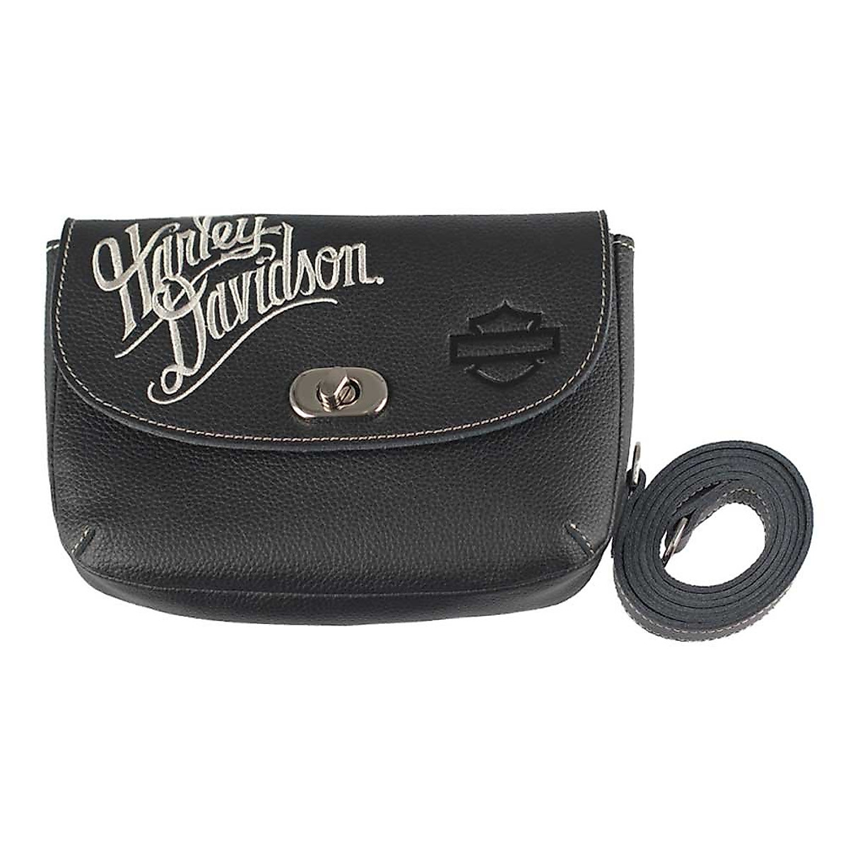 Harley-Davidson Women's Embroidered H-D Script Clip Hip Bag, ZWL3862-CRMBLK