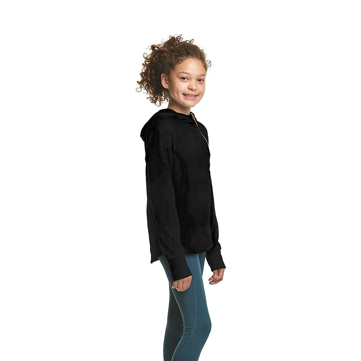 C9 Champion Girls' Fleece Asymmetrical Jacket, Ebony Heather, Large