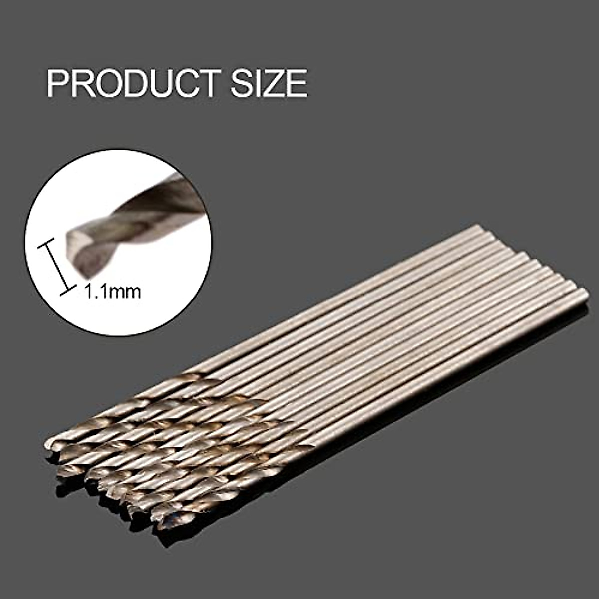 Mtsooning 10PCS 1.1mm Twist Drill Bit with Straight Shank HSS Jobber Length Drilling for Cast Iron,Wood,Stainless Steel and Other Soft Metals