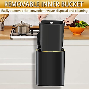 WAYCOM 2.1 Gal Compost Bin Kitchen for Counter Top or Under Sink,Compost Bin Stainless Steel Hanging Compost Bin with Lid for Cupboard/Bathroom/Bedroom/Office,Indoor Compost Bucket