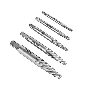 Luckyway 5-Piece Damaged Screw Extractor Set Damaged & Stripped Screw Extractor Remover Tool, Easy Out Bolt Extractor Set for Removing Stripped Screws and Broken Bolts