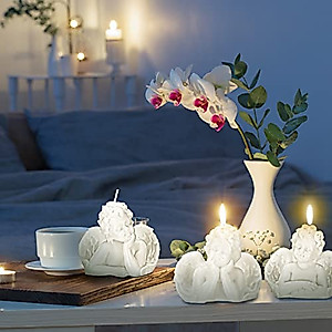 3 Pcs 3 Styles Angel Candle Shaped Candle Soy Wax Scented Candle Cute Decorative Candles Handmade Aesthetic Candle for Bedroom Bathroom Wedding Home Decor