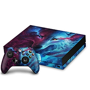 Head Case Designs Officially Licensed Jonas "JoJoesArt" Jödicke Wolf Galaxy Art Mix Vinyl Sticker Gaming Skin Case Cover Compatible With Xbox One X Console and Controller Bundle