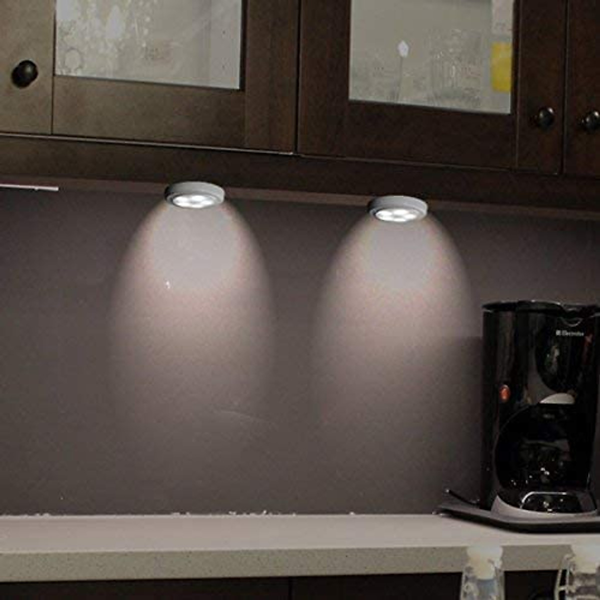 WRalwaysLX 2pack Remote Control LED Cabinet Push Light Cool/Warm Adjustable Night Light, Used by 3x1.5V AA Batteries (Not Included) for Kitchen Under Cabinet Lighting,Closets, Cabinets…