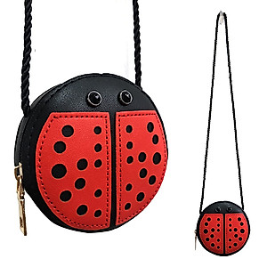 JienClound Little Girls Purse Ladybug Bag Mini PU Leather Crossbody Bag Coin Pouse Ladybug Toys for Kids Girls Gift