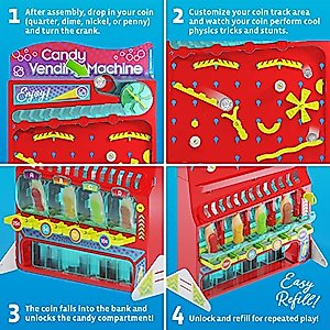 Thames & Kosmos 2-ft Tall Candy Vending Machine STEM Kit | Build Toy Vending Machine with 10 Gravity & Motion Experiments | Coin Sorting Bank | Math & Engineering Lessons