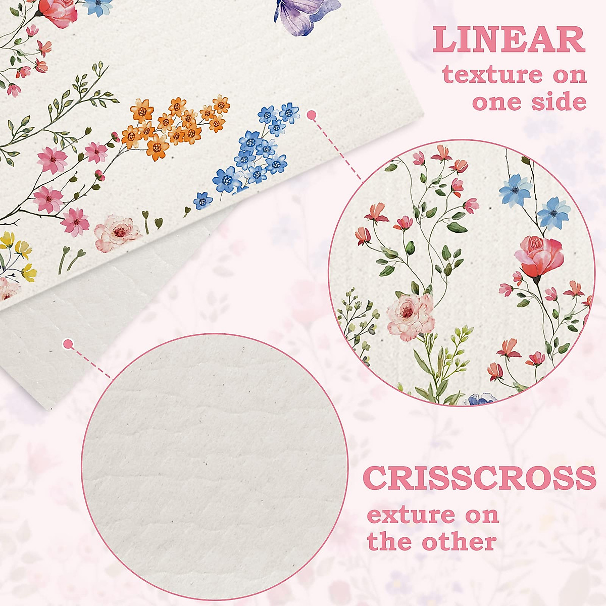 AnyDesign Wildflower Swedish Kitchen Dishcloth Watercolor Spring Flowers Butterfly Cotton Kitchen Towel Absorbent Reusable Cleaning Dishcloths for Home Party Cleaning Housewarming, 7 x 8 Inch, 4 Pack