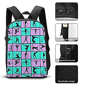 Gymnastics Lovers Backpack for Books Pencil Box Laptop - Adjustable Gymnast Print Backpack Travel Daypack Gift