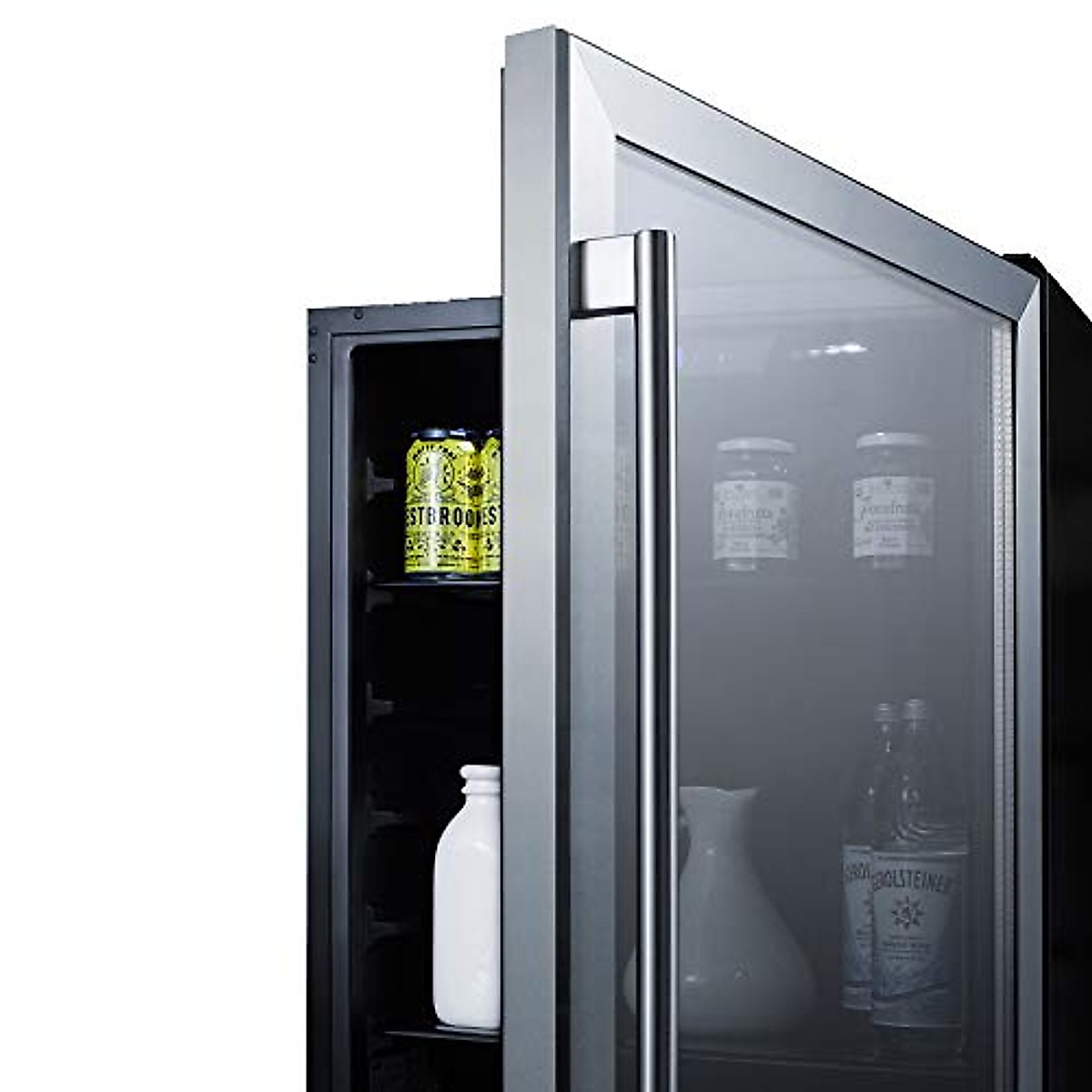 Summit Appliance AL57GPNR Commercial 24" Wide 5.0 Cu.Ft. Built-in Undercounter ADA Compliant Beverage Center with Panel-ready Glass Door, Black Cabinet, Factory Installed Lock and Digital Controls