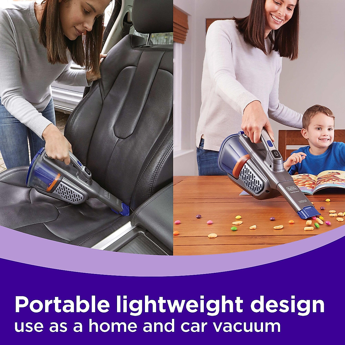 BLACK+DECKER Furbuster Handheld Vacuum for Pets, Cordless, AdvancedClean+, Gray (HHVK515JP07)