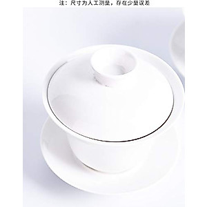 Liang baobao Gaiwan 2 Sets White Porcelain Teacups 110ml Tureen Sancai Cover Saucer for Loose tea Espresso