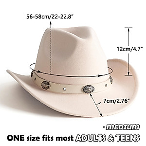 Lisianthus Cowboy Cowgirl Hats for Women & Men Felt Western Outdoor Hat Wide Brim Milky Way Beige
