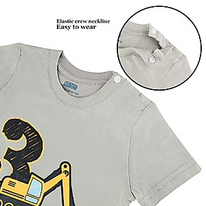 AMZTM 3rd Birthday Bulldozer Construction Party T-Shirt 3 Years Old Toddler Boy Shirt (4T, Grey)