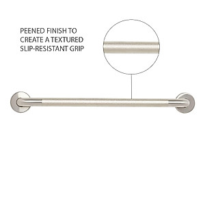 Seachrome 48" Wall Mount Grab Bar, 1 ¼" Diameter, Concealed Flanges, ADA Compliant, Peened with Satin Ends