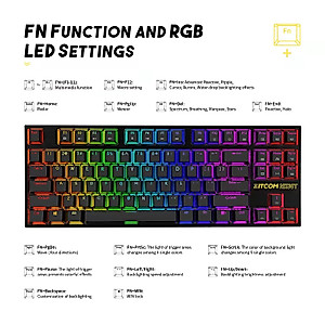 Gaming Keyboard Mechanical 87 Key Silent Red Switch, KITCOM TKL RGB NKRO Backlit Per Key Double-Shot ABS keycaps Programmable Macro Detachable Type-C Quiet Wired Keyboard for Windows Laptop PC NK60T