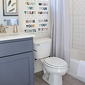PAGOW 8PCS Kids Bathroom Decor, Washroom Rules Decoration Set, Colorful Inspirational Words Painting for Toilet Wall Sticker（Unframed）