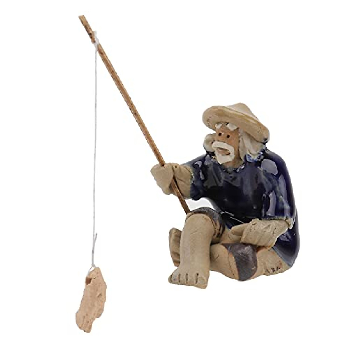 Yardwe 1pc Fisherman Ornament Pagoda Statue Small Human Garden Statue Figurine Fish Tank Fisherman Aew Action Figures Crafts for Boys Aquarium Adornments Ceramic Pagoda Elder Glass