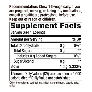 Nature's Way Biotin Lozenges, 1,000 mcg per serving, 100 Count