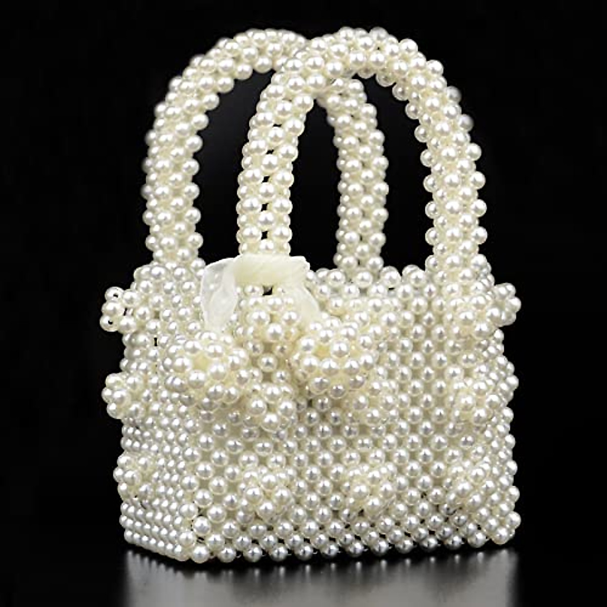 Miuco Womens Beaded Handbags Handmade Weave Crystal Pearl Mini Bags Wedding clutch