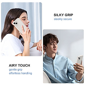 FUNMIKO Designed for iPhone 13 Case with Screen Protector,Enhanced Camera Lens Protection,Soft Silky Silicone Protective Phone Cover 6.1",Rock Grey