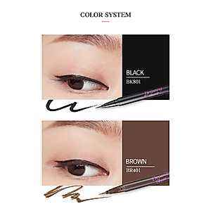 ETUDE Drawing Show Brush Eyeliner #BK801 Black (21AD) | Clear-Cut Soft Brush Eyeliner for a Long-Lasting Eyes Makeup | K-beauty