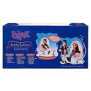Bratz Funky Fashion Furniture Retro-Swing Chair Playset & Display with Footrest, Swings Back & Forth, Fits Dolls Up to 12" Tall, Y2K Nostalgia, Collectors Ages 6 7 8 9 10+