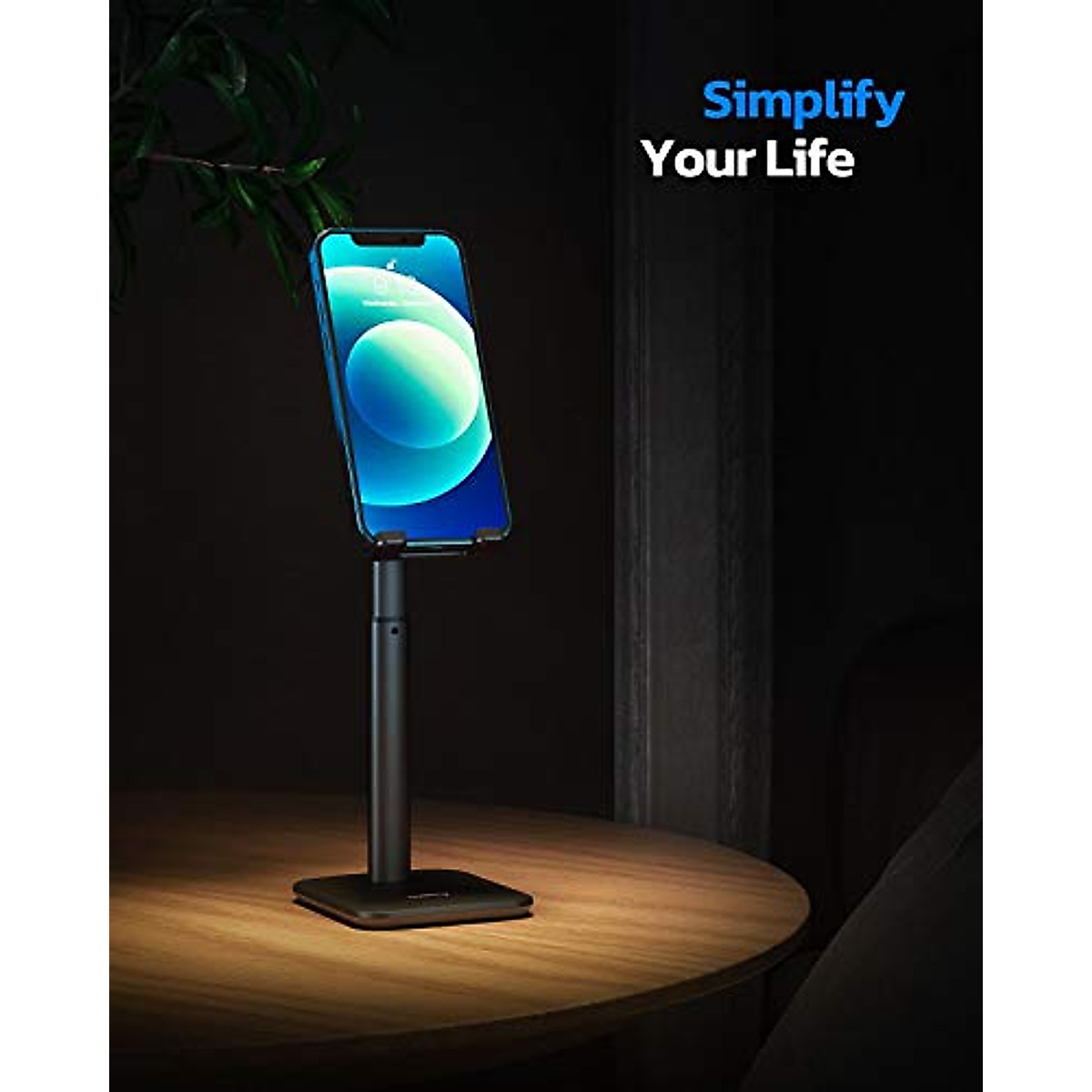 Nulaxy Phone Stand, Height Angle Adjustable Cell Phone Stand, Phone Holder for Desk Compatible with iPhone12 Mini 11 Pro Xs Xs Max Xr X 8 7 6 6s Plus, All Smartphones (4-8 inches) - Black